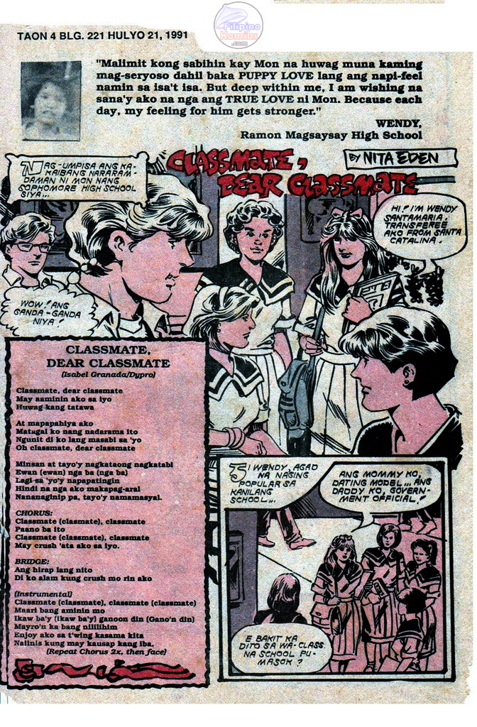 Classmate, Dear Classmate – Filipino Komiks